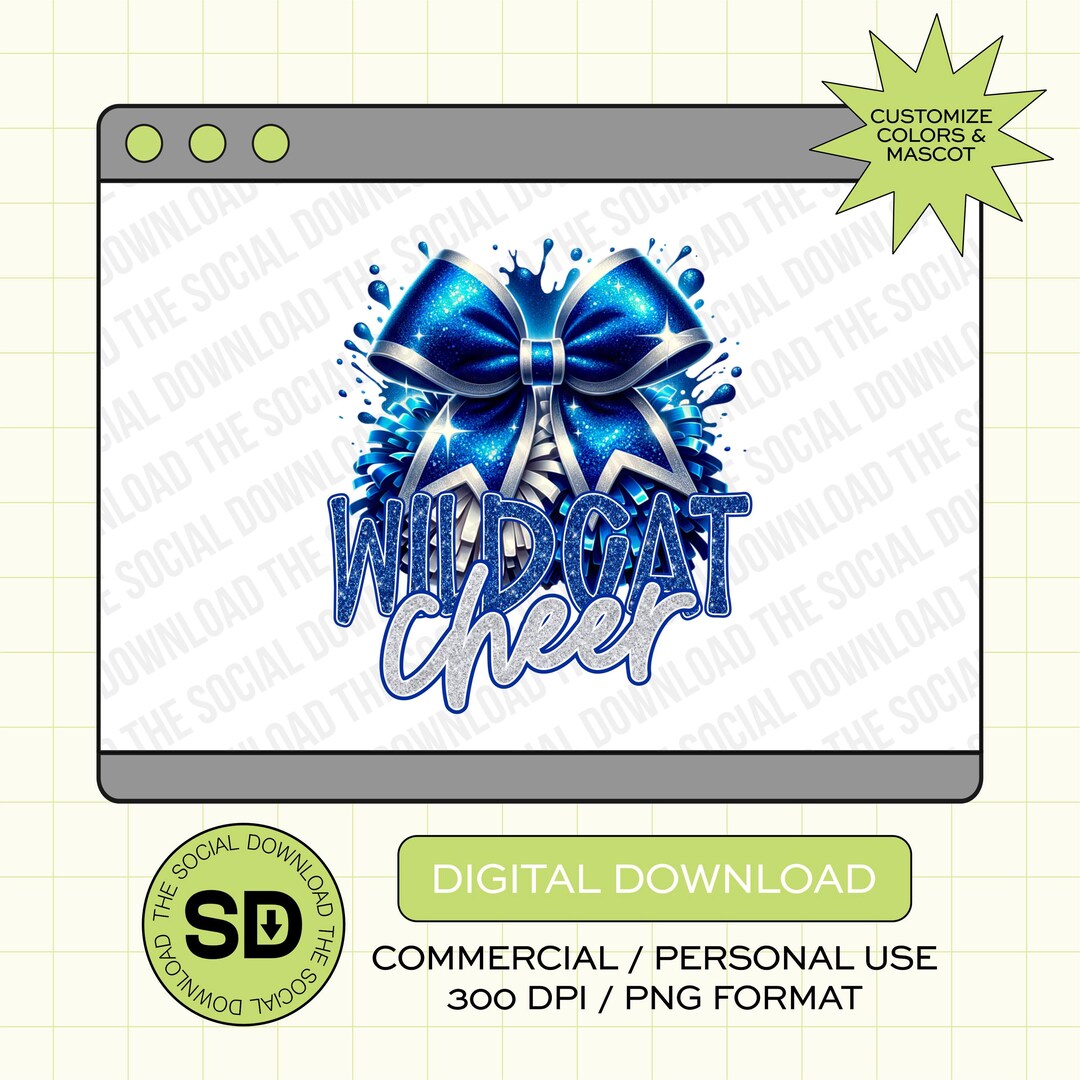 Cheer Splatter Glitter Bow Custom School Spirit PNG Download File ...