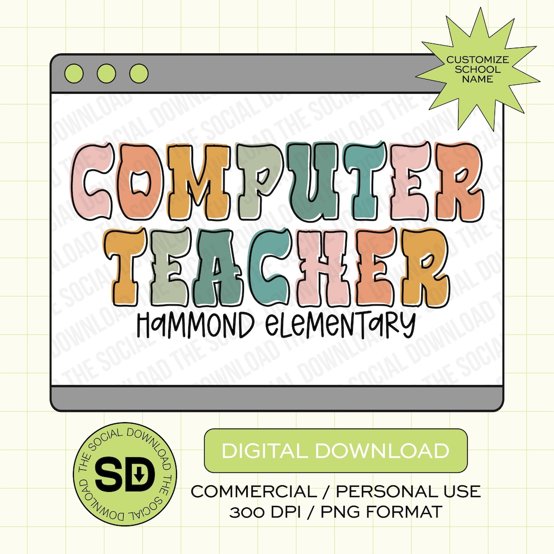Computer Teacher Custom School Png, Custom Elementary School Png ...