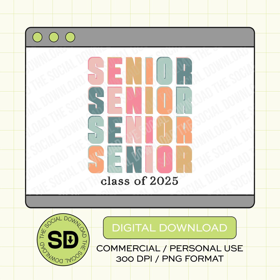 Bold Color Block Senior PNG Download, Cute Senior PNG, School Png ...