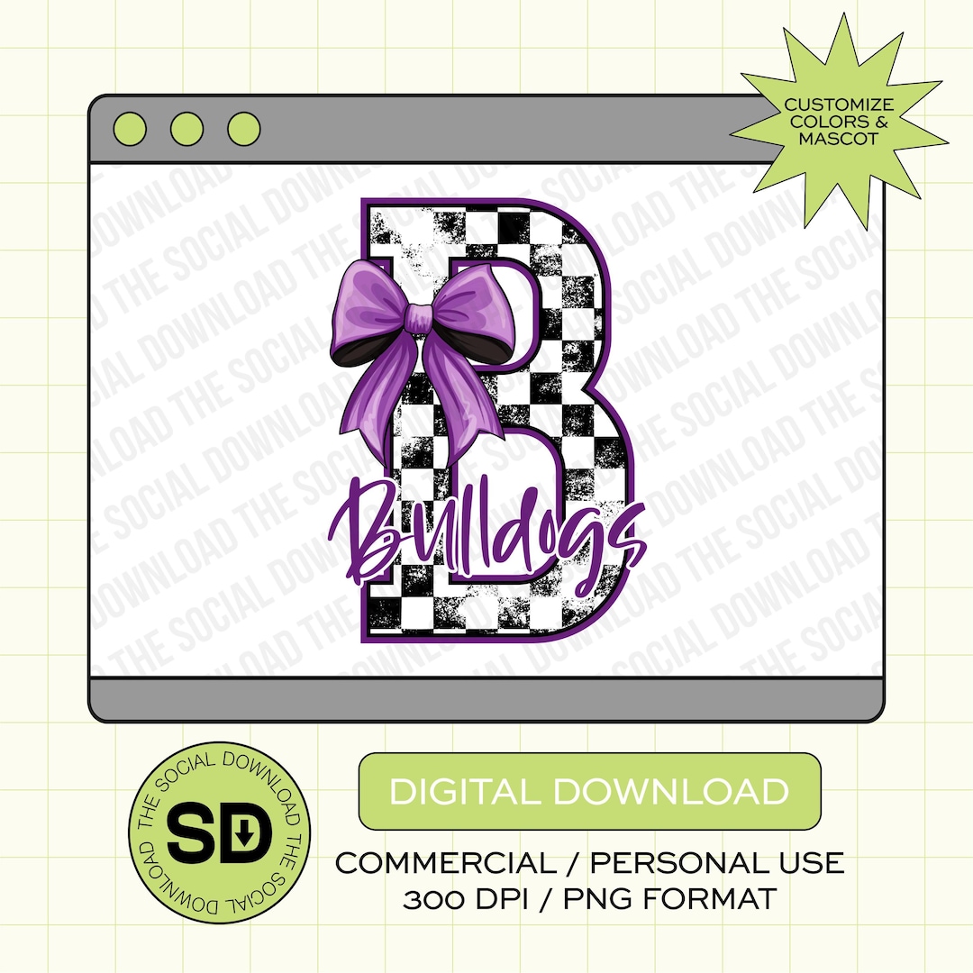 Chekcered Team Letter and Bow School Spirit PNG Download File, Custom ...