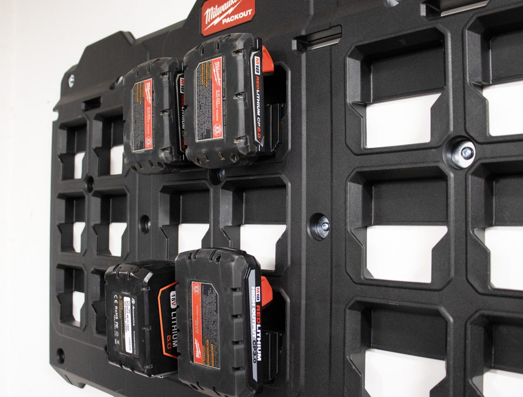 4 PACK- M18 Battery Mount for Milwaukee Packout Wall Plate Storage ...