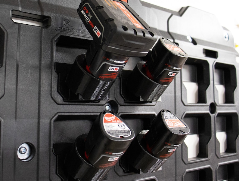 4 PACK- M12 Battery Mount for Milwaukee Packout Wall Plate Storage ...