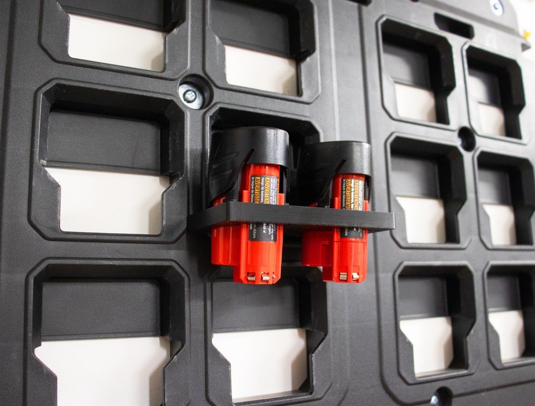 2 PACK- M12 Dual Battery Mount for Milwaukee Packout Wall Plate Storage ...