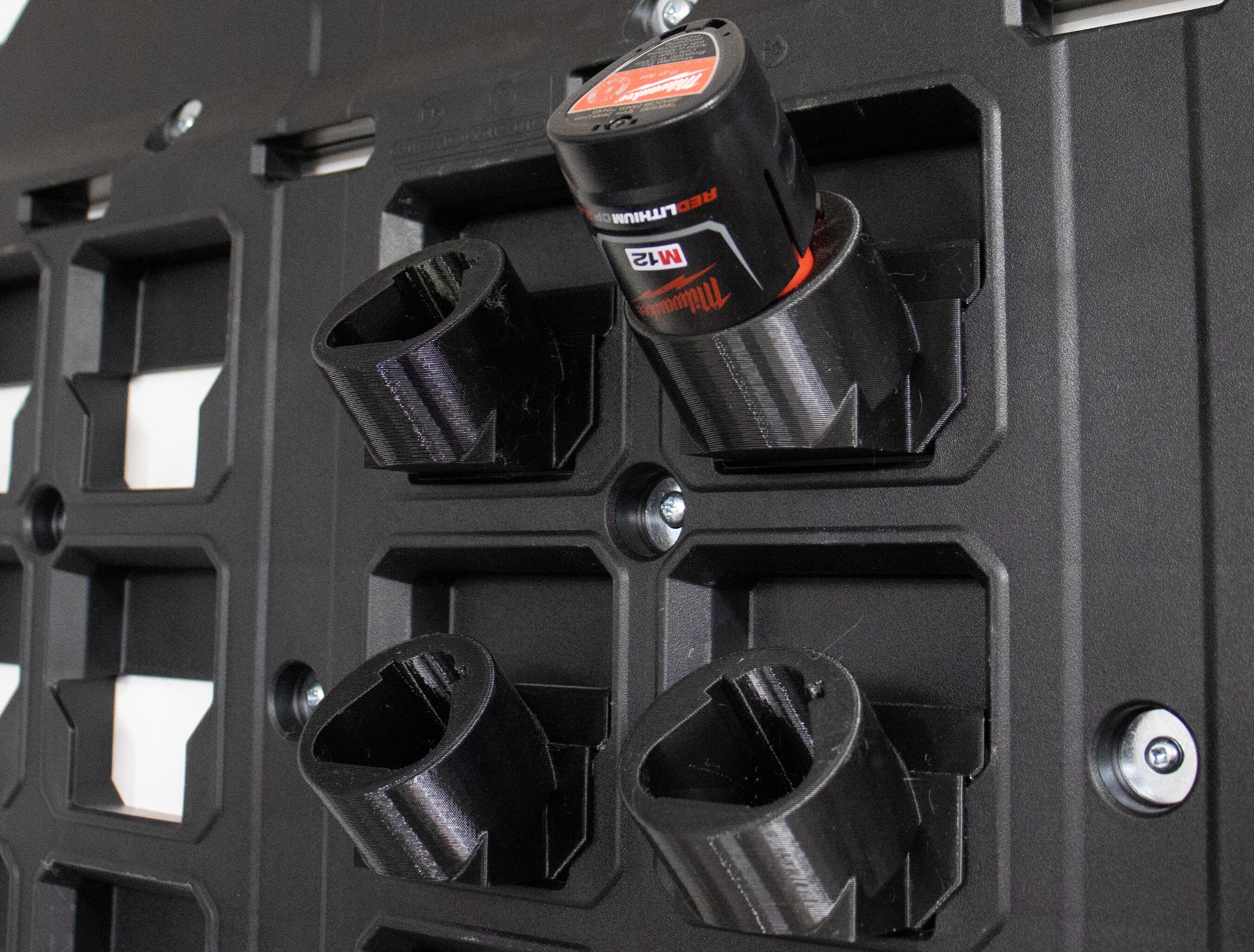 4 PACK- M12 Battery Mount for Milwaukee Packout Wall Plate Storage ...