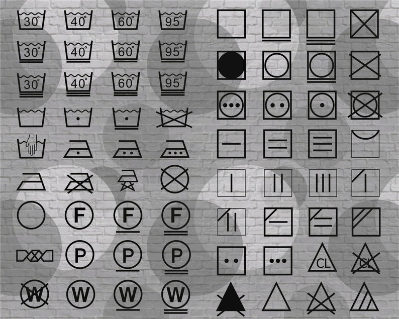 Textile Care Symbols Svg, Laundry Symbols Svg, Textile Cut File ...
