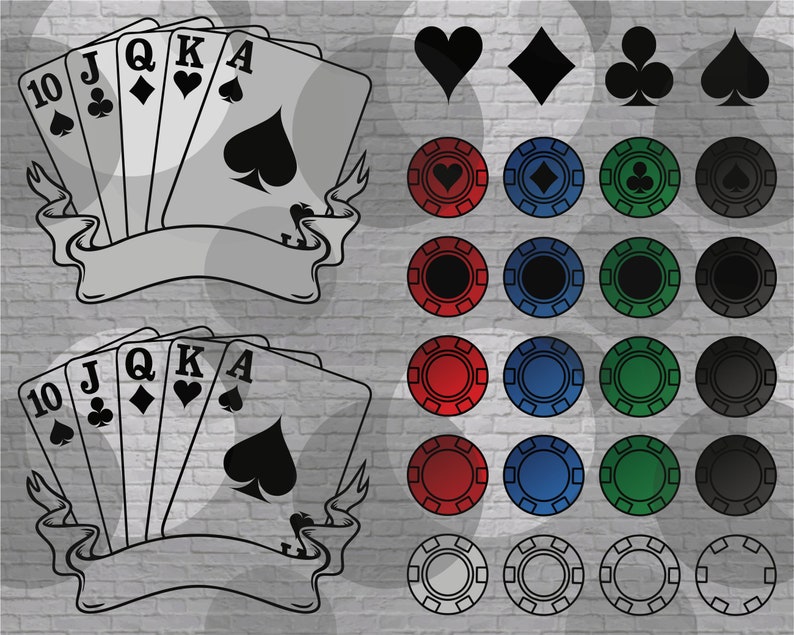 Royal Flush Svg, Casino Svg, Poker Svg, Playing Cards Clipart, Casino ...