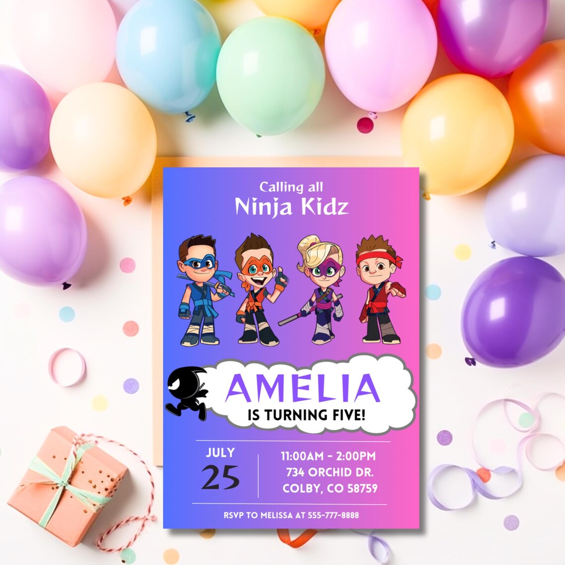 Ninja Kidz Custom Birthday Invitation Instant Download Printable Boy ...