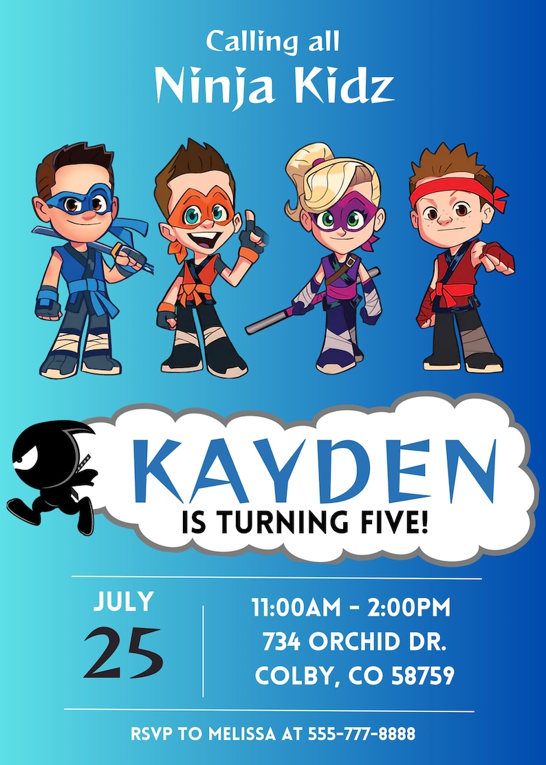 Ninja Kidz Birthday Invitation: Editable Template (digital Download) - Etsy