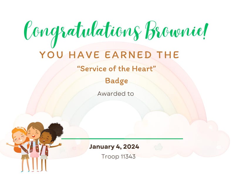 Brownie Girl Scout Award Certificate Template: Editable Congratulations ...