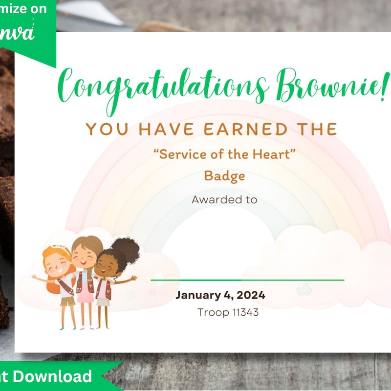 Brownie Scout Certificate - Etsy