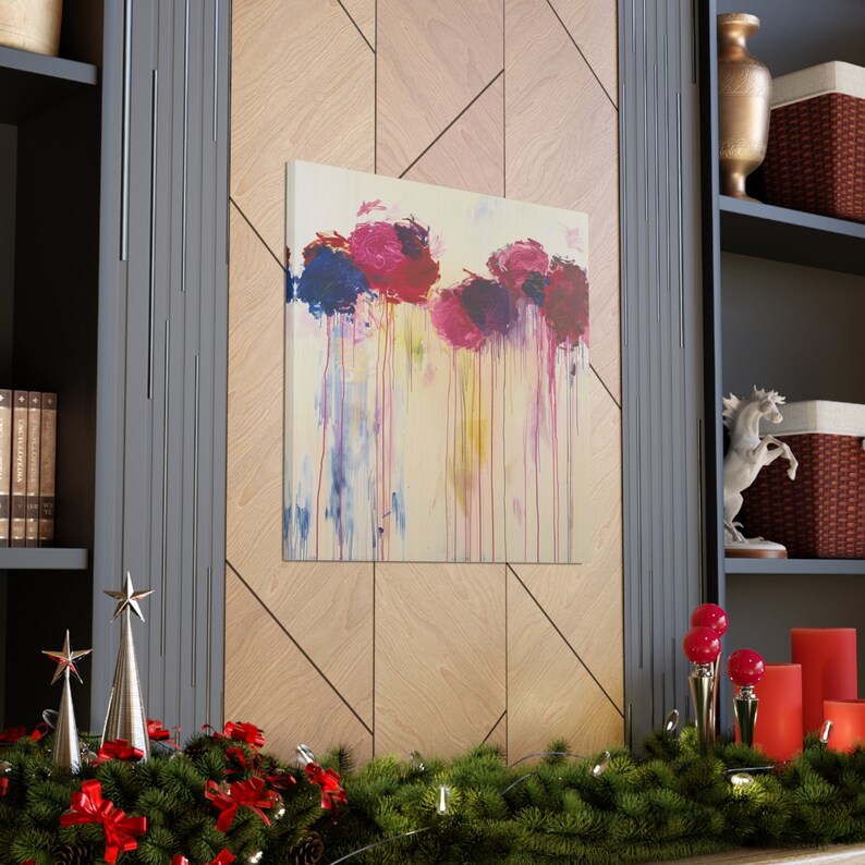 Original "vibrant Floral Drips", Abstract Floral Art, Colorful Drip ...