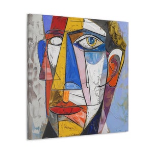 Original "fragmented Portrait", Cubist Face Art, Geometric Abstract ...
