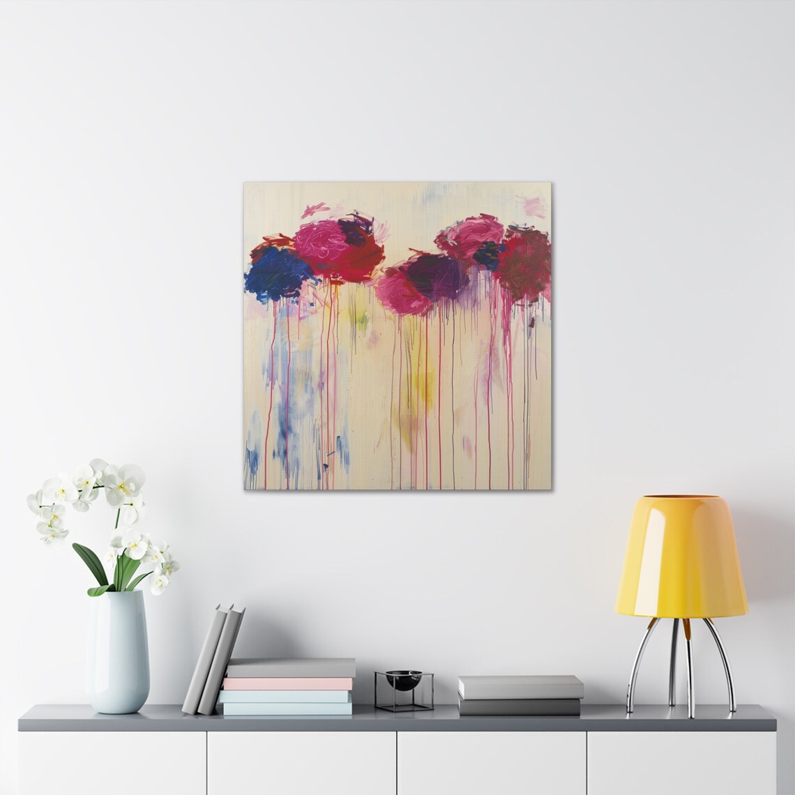 Original "vibrant Floral Drips", Abstract Floral Art, Colorful Drip ...