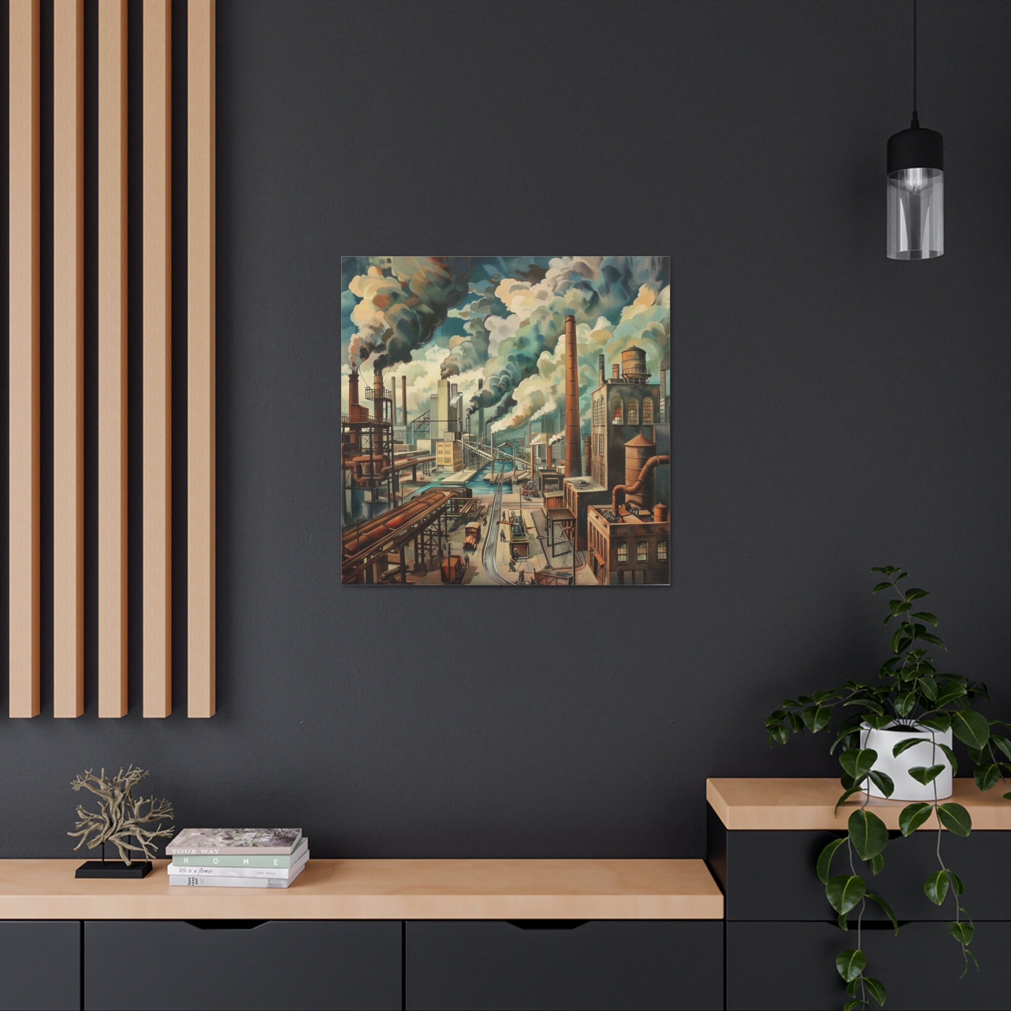Original "industrial Symphony", Urban Industrial Art, Factory Scene Art ...