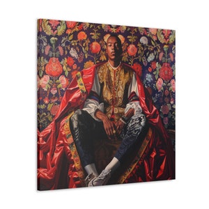 Original "royal Essence", Regal Portrait Art, Floral Background ...
