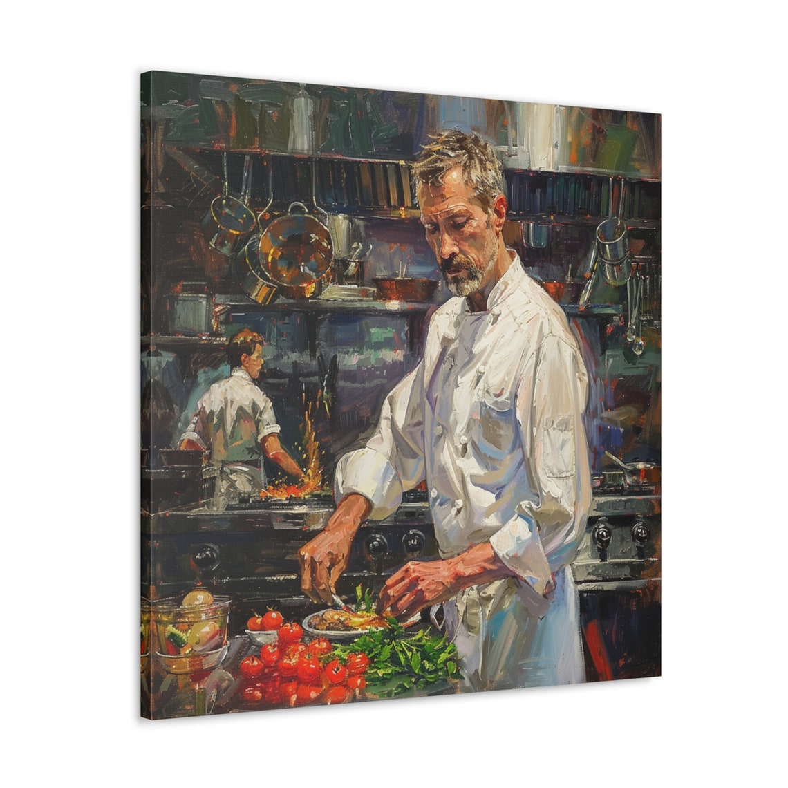 Original "the Chef's Domain", Culinary Art Scene, Master Chef Artwork ...