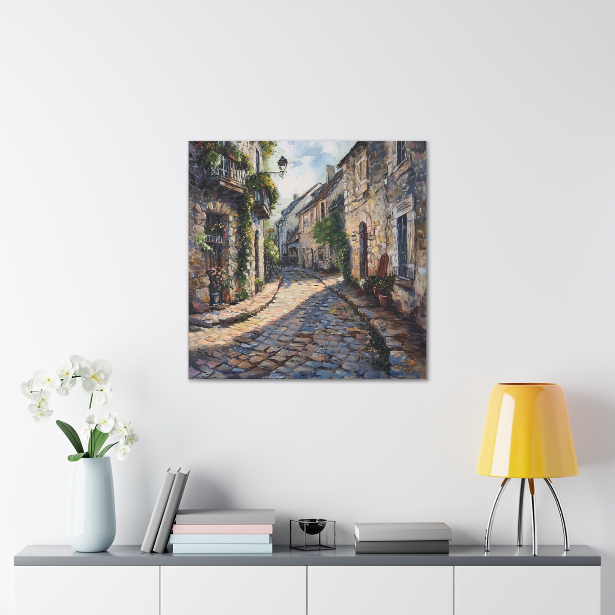 Original "rustic Alleyway", Cobblestone Street Art, Quaint Village ...