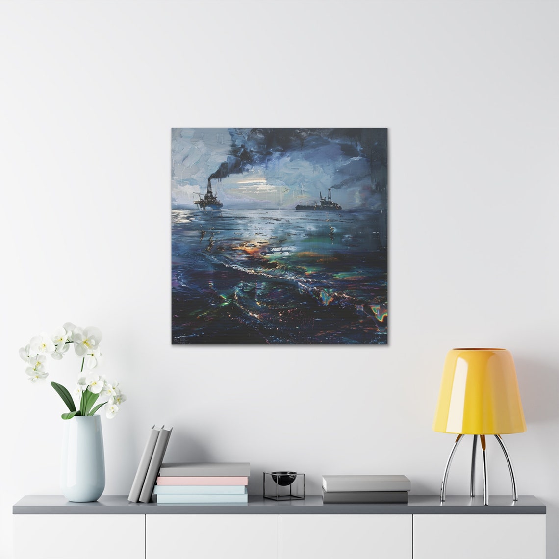 Original "ocean in Peril", Oil Spill, Marine Pollution, Environmental ...