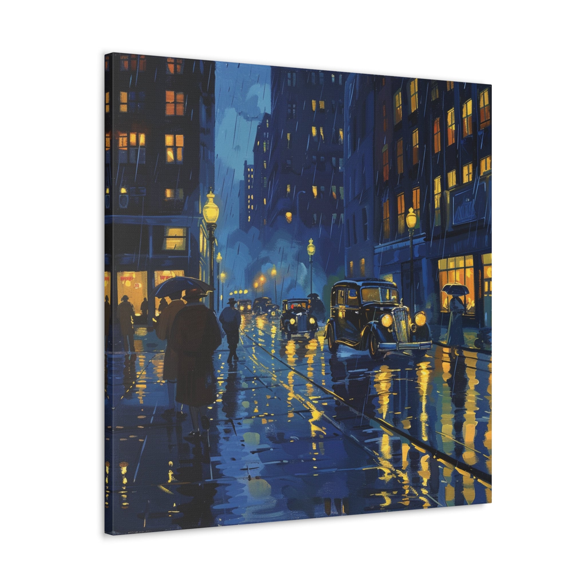 Original "rainy Night in the City", Urban Night Scene, Rainy Cityscape ...