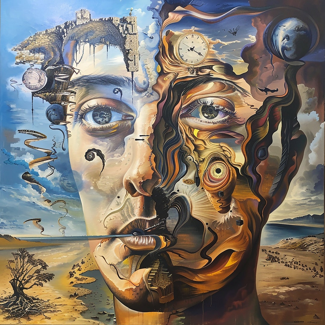 Original "surreal Dreams", Surreal Portrait Art, Abstract Face ...