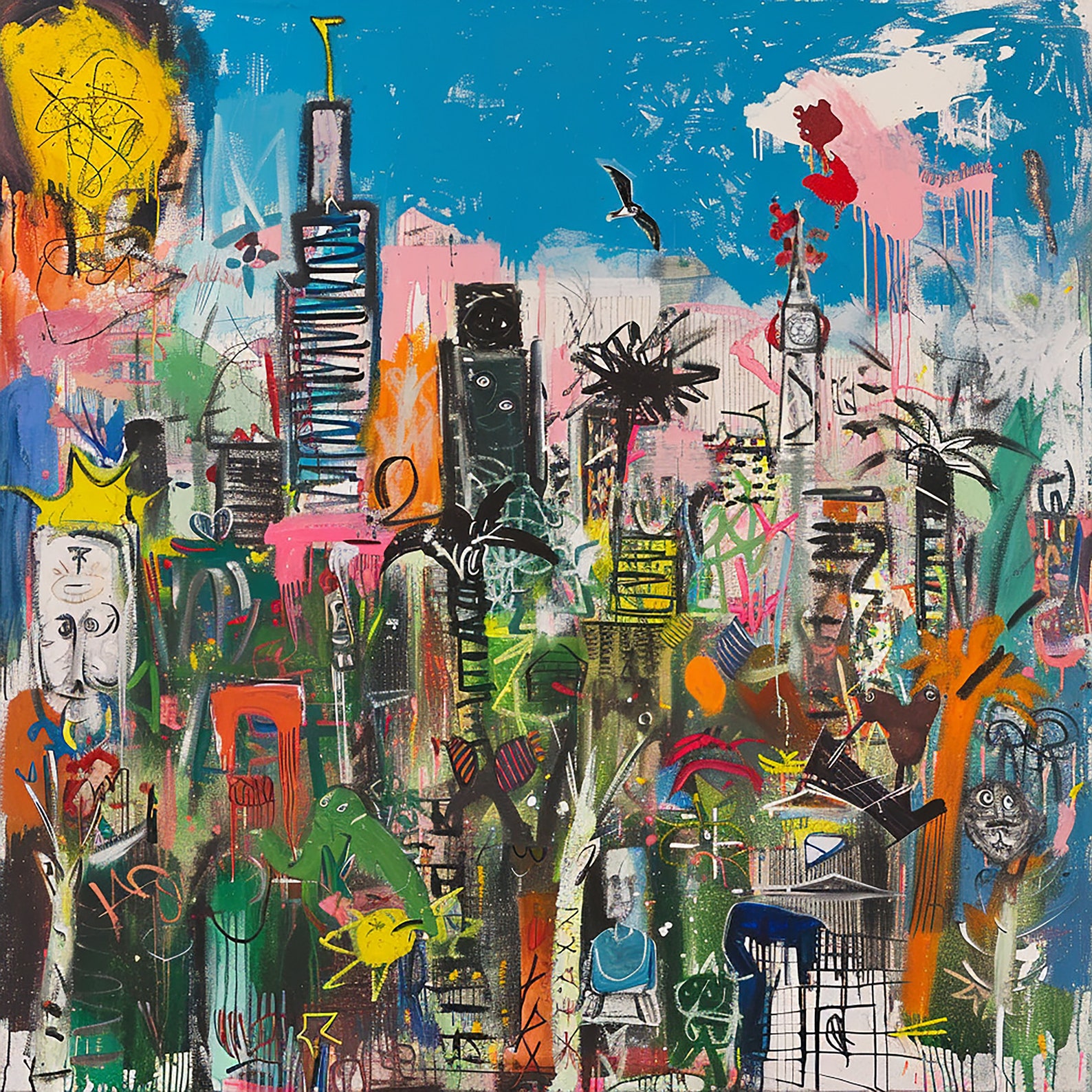 Original "urban Jungle", Abstract Urban Art, Cityscape Expressionism ...