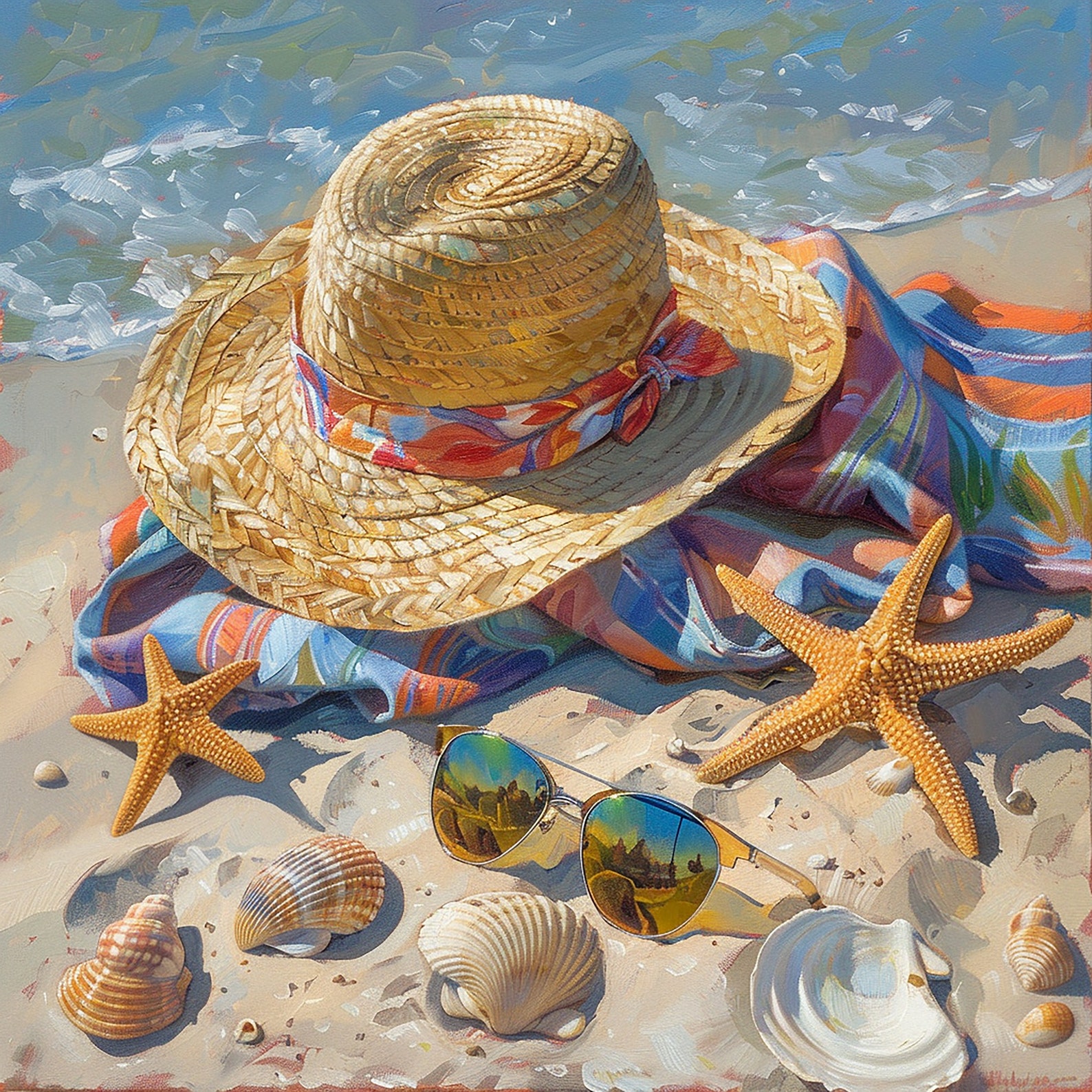 Art beach Day Memories, Summer Still Life, Coastal Decor, Seashell ...