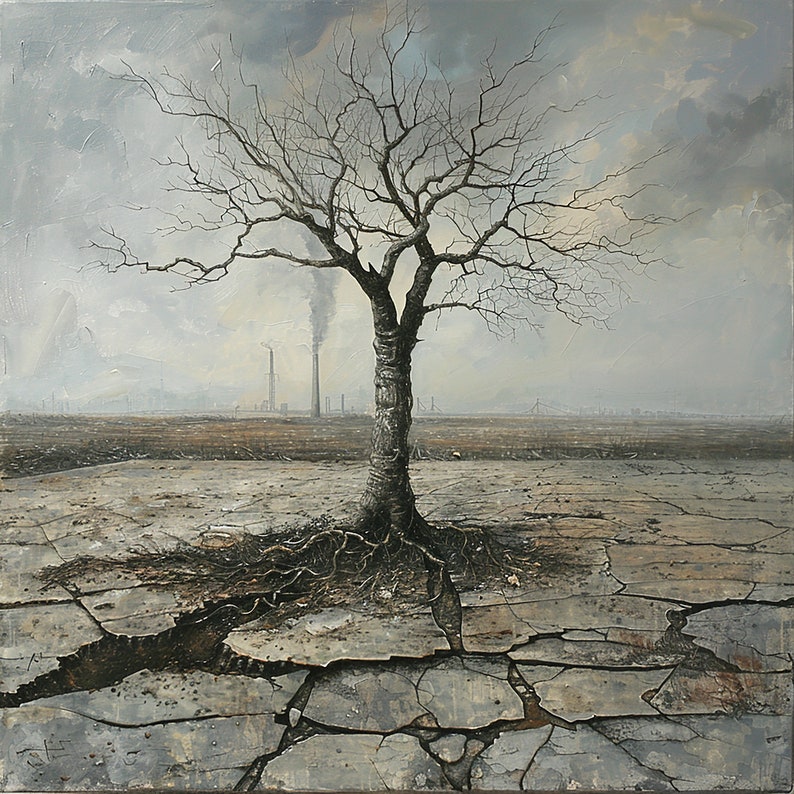 Original "barren Resilience," Climate Change Art, Environmental Impact ...