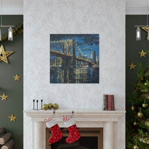 Original "brooklyn Bridge Night", New York City Skyline, Nighttime ...