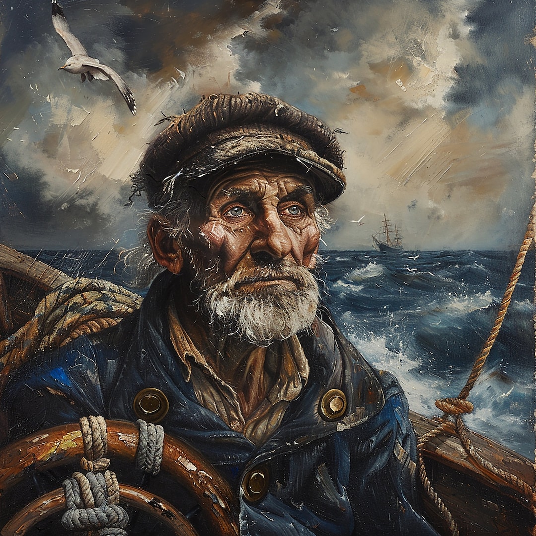 Original "the Old Mariner", Weathered Sailor Portrait, Maritime ...