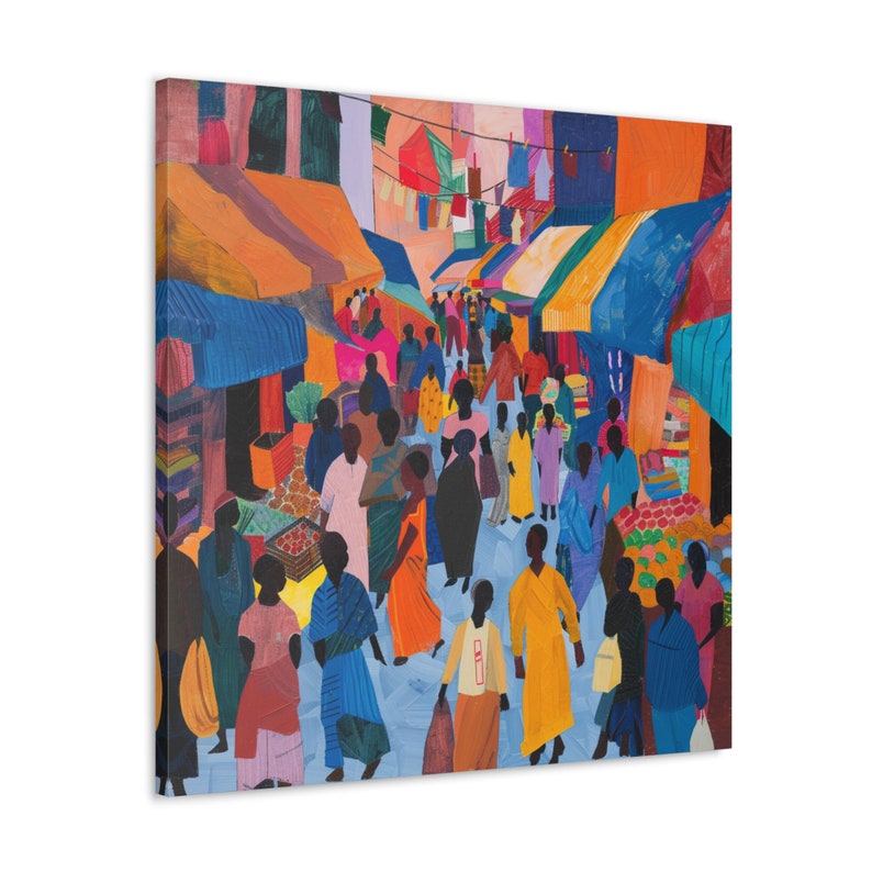 Original "vibrant Market Day", Urban Market Scene, Colorful Street ...