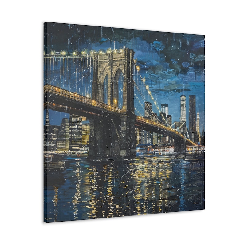 Original "brooklyn Bridge Night", New York City Skyline, Nighttime ...