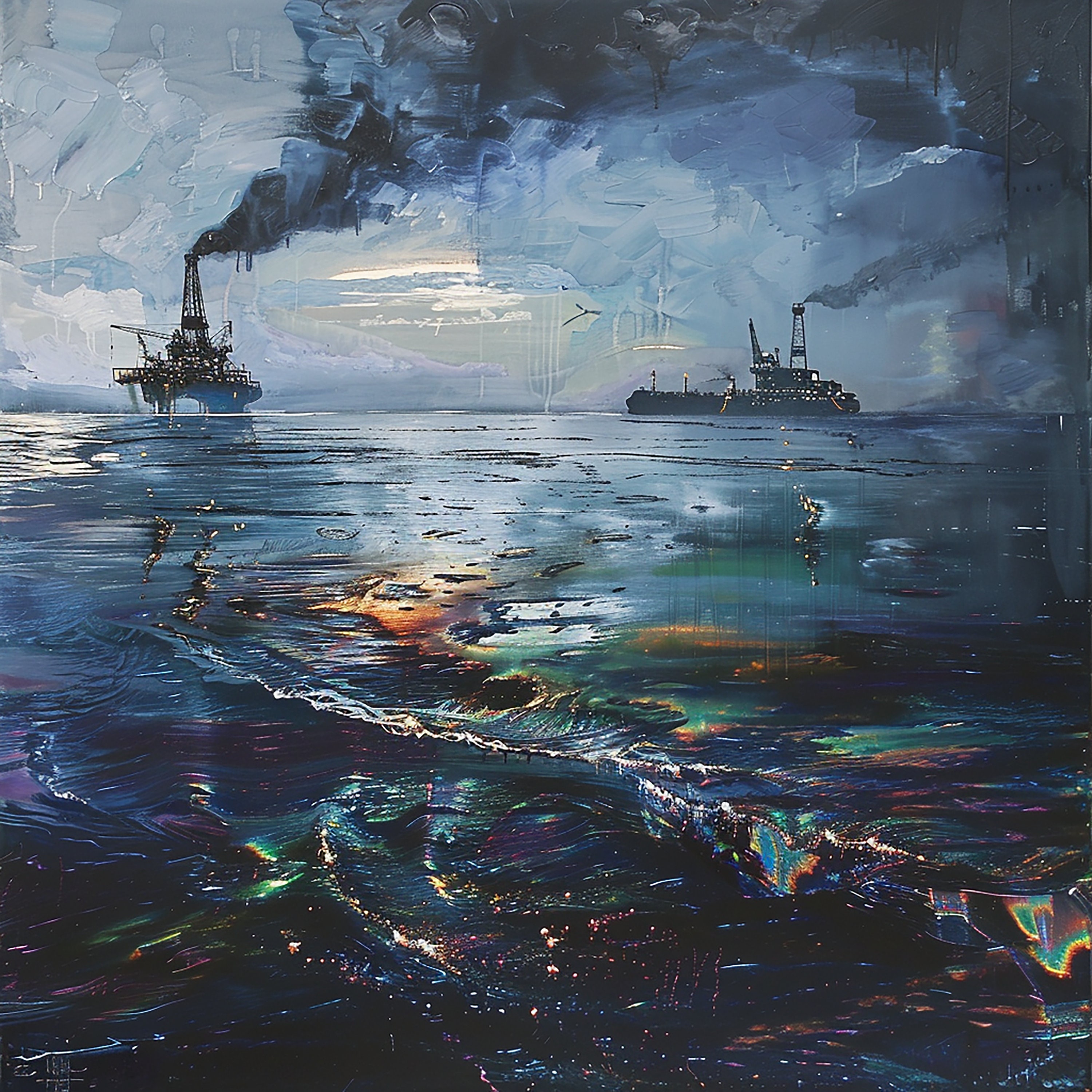 Original "ocean in Peril", Oil Spill, Marine Pollution, Environmental ...