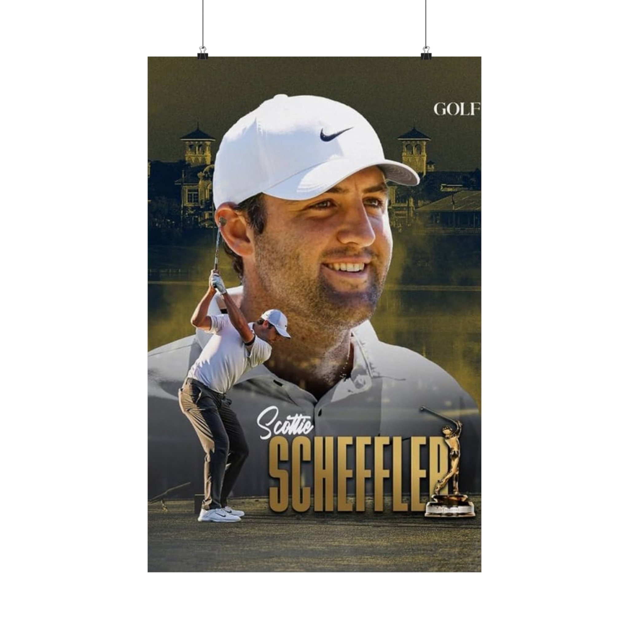 Scottie Scheffler Golf Poster Gold Custom Matte Print Man Cave Gift for ...