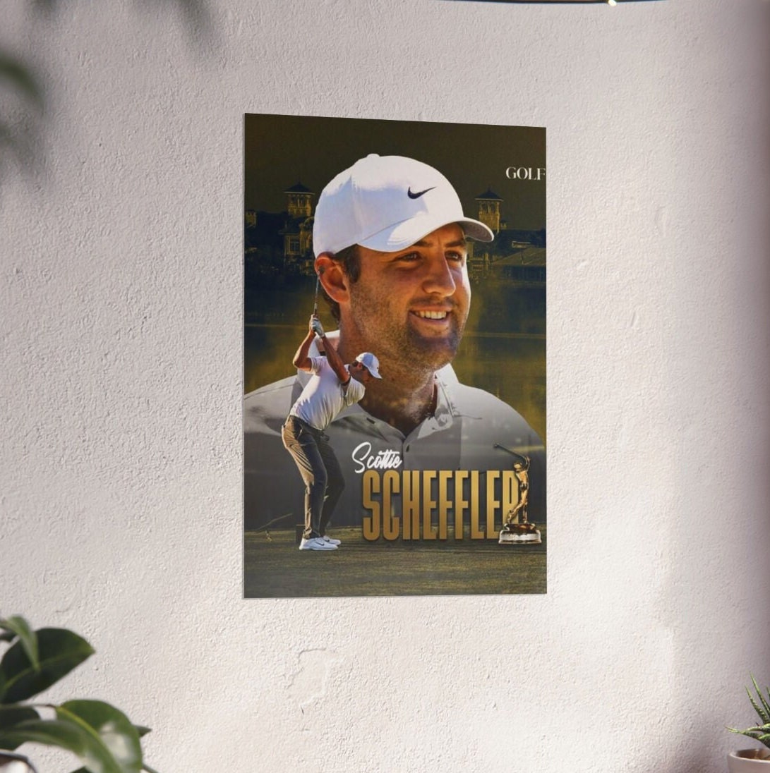 Scottie Scheffler Golf Poster Gold Custom Matte Print Man Cave Gift for ...