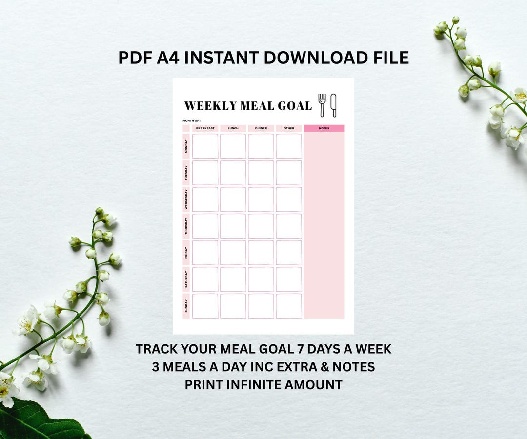 Weekly Meal Planner Printable | A4 Digital Download | Meal Planning ...