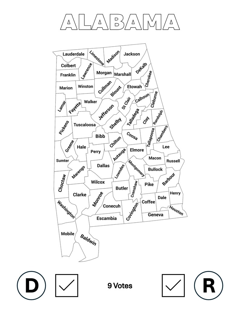 USA Election Map State-by-state Coloring Sheets - Etsy
