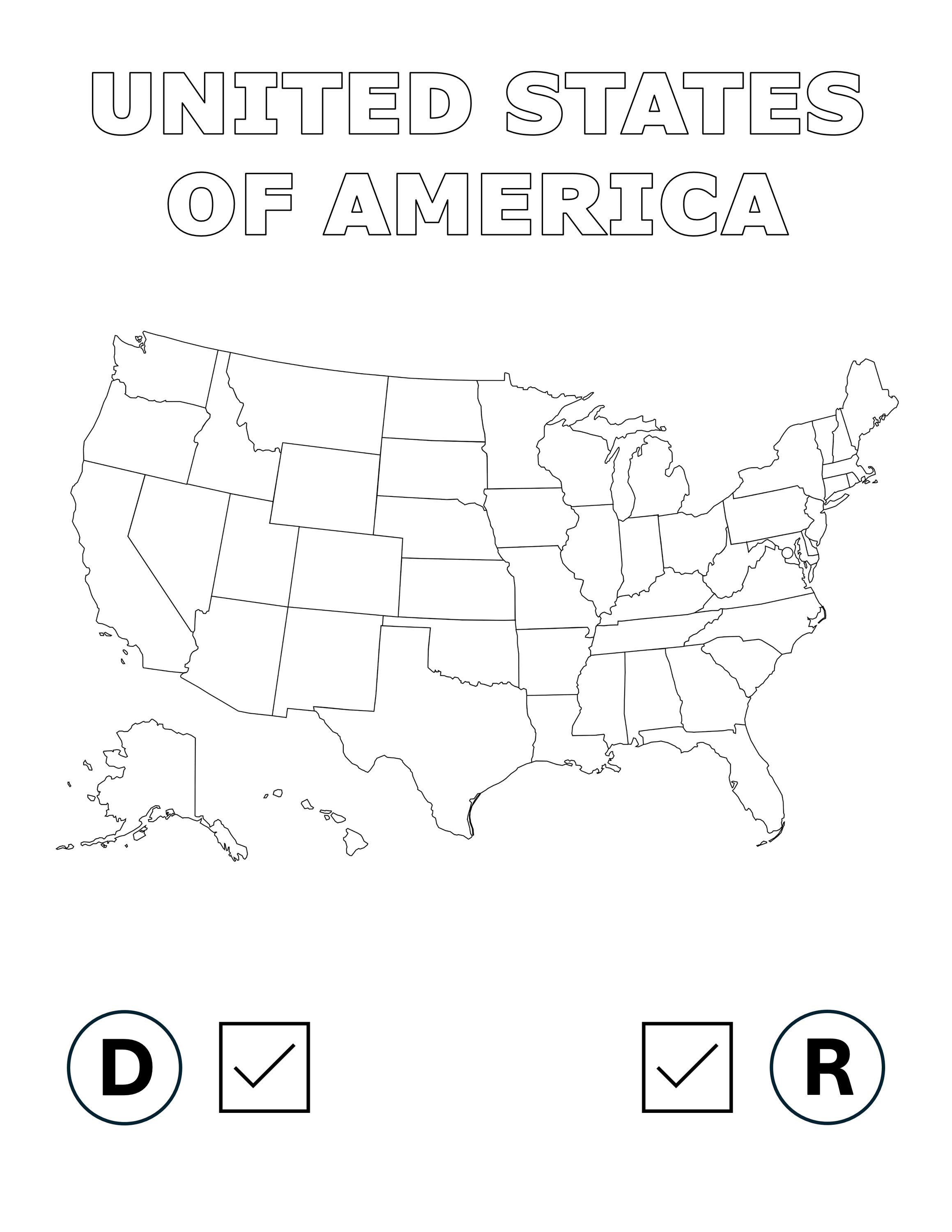 USA Election Map State-by-state Coloring Sheets - Etsy