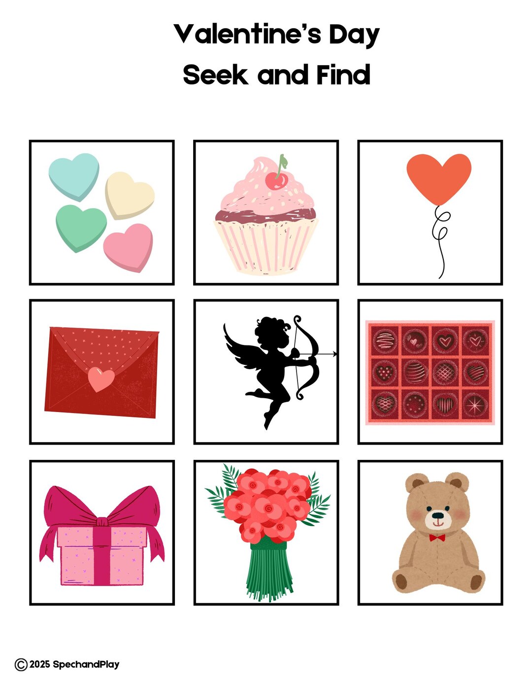 Valentine's Day Vocabulary Cards, Early Learning Activities, Printable ...