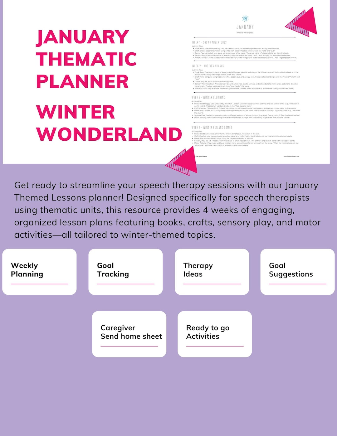 January Themed Speech Therapy Lesson Plans, Winter Activities for Slps ...