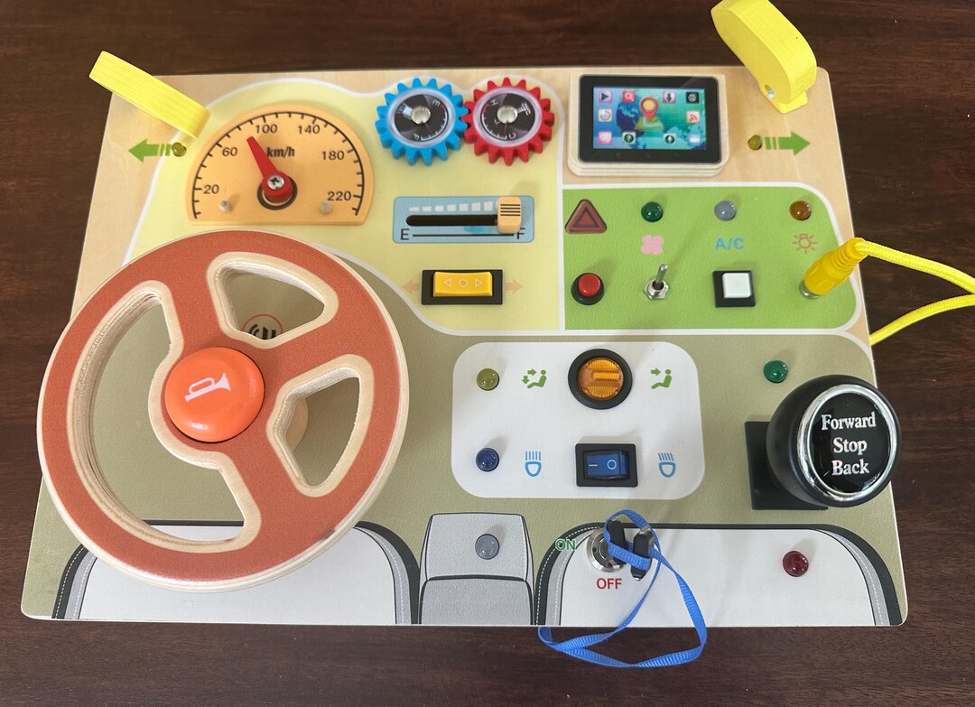 Wooden Sensory Light up Busy Board, Montessori Wooden Toy for Toddlers ...