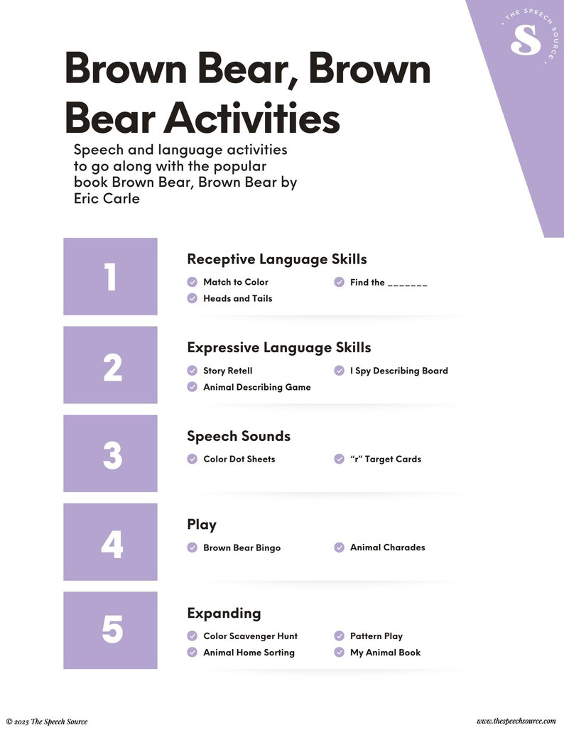 45-page Brown Bear Brown Bear Activities Speech Therapy & Preschool ...