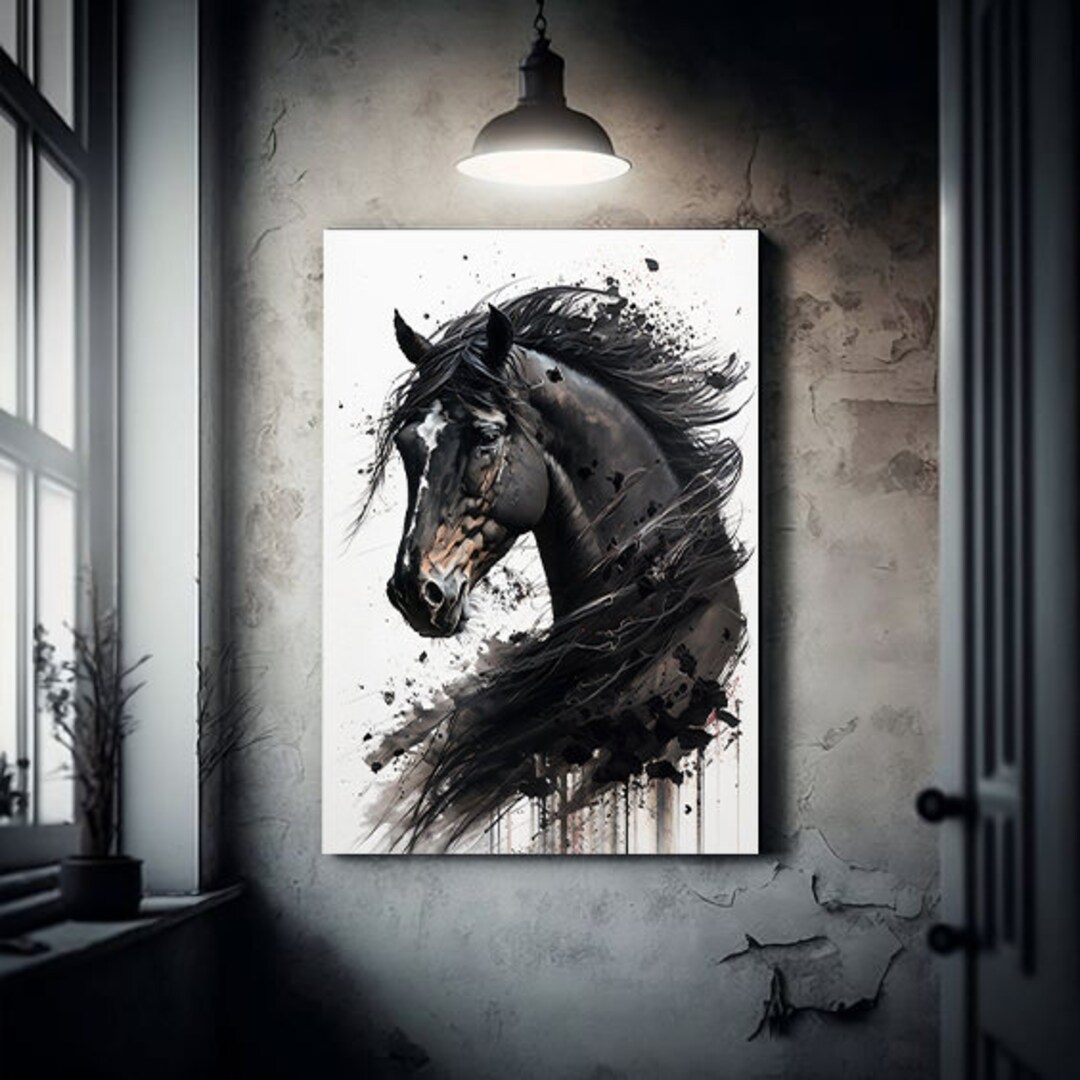 Horse Canvas Print, Horse Poltre, Zoo Art, Animal World Decor, Ready to ...