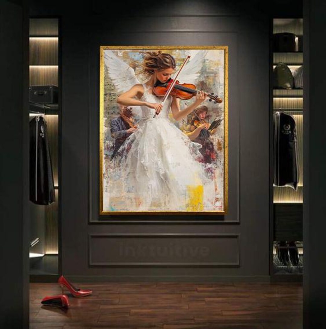 Woman Playing the Violin Canvas Wall Art, Woman Playing the Violin in a ...