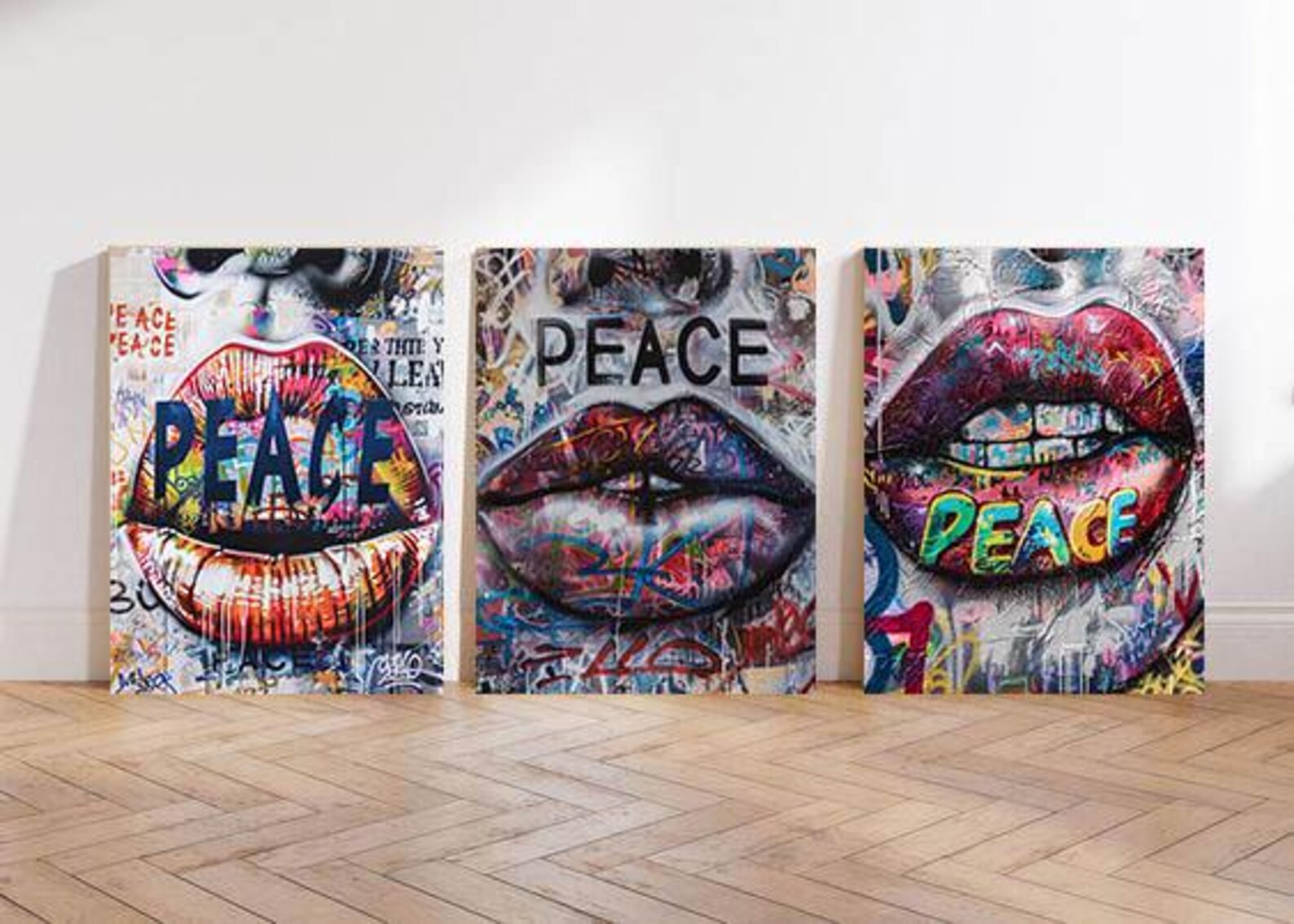 Pop Art Lip Canvas Wall Art, Set Canvas Print, Lips Canvas Wall Decor ...