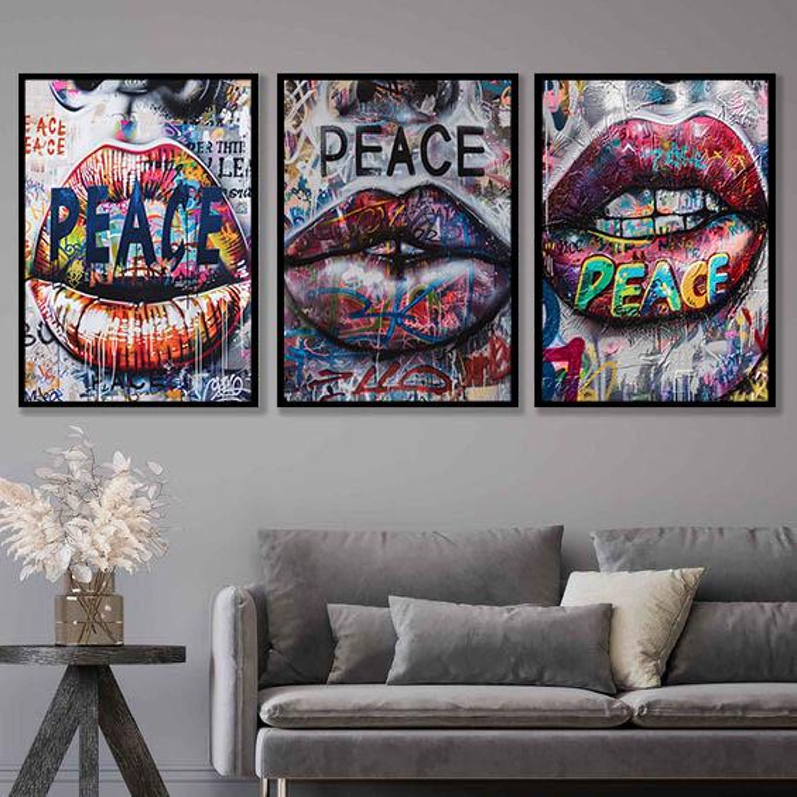 Pop Art Lip Canvas Wall Art, Set Canvas Print, Lips Canvas Wall Decor ...