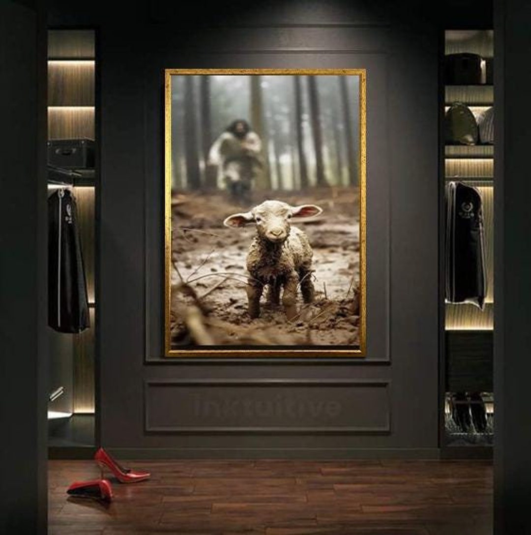 Lost Lamb Art, Jesus Chasing a Lost Lamb, Jesus Lamb of God, Jesus and ...