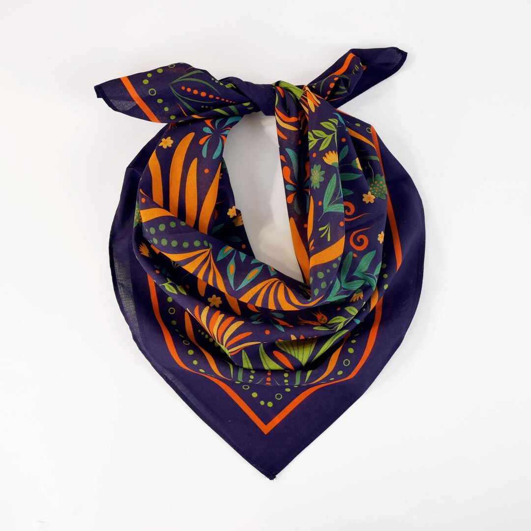 Colorful Floral Garden Soft Cotton Voile Bandana Originally Designed ...