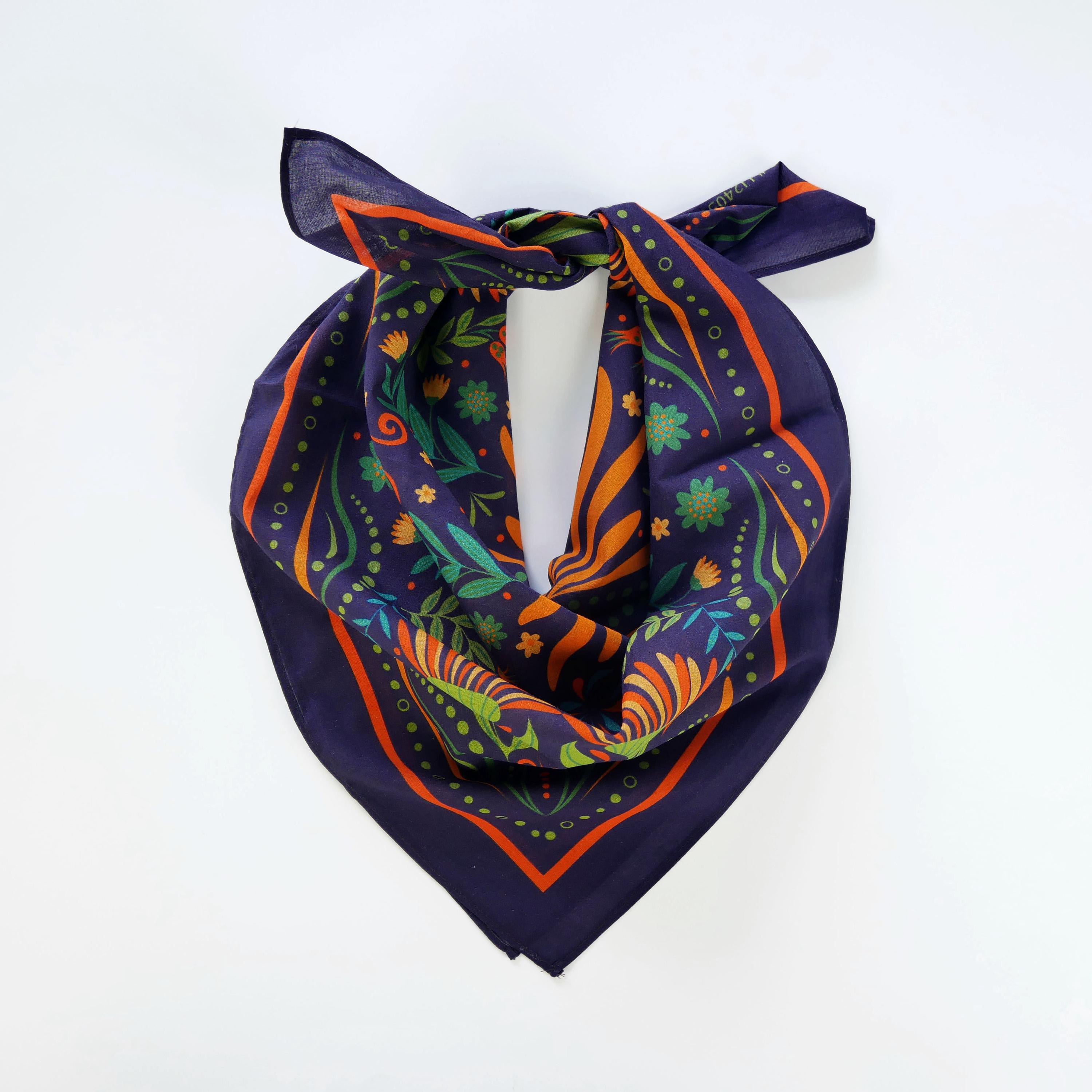 Colorful Floral Garden Soft Cotton Voile Bandana Originally Designed ...