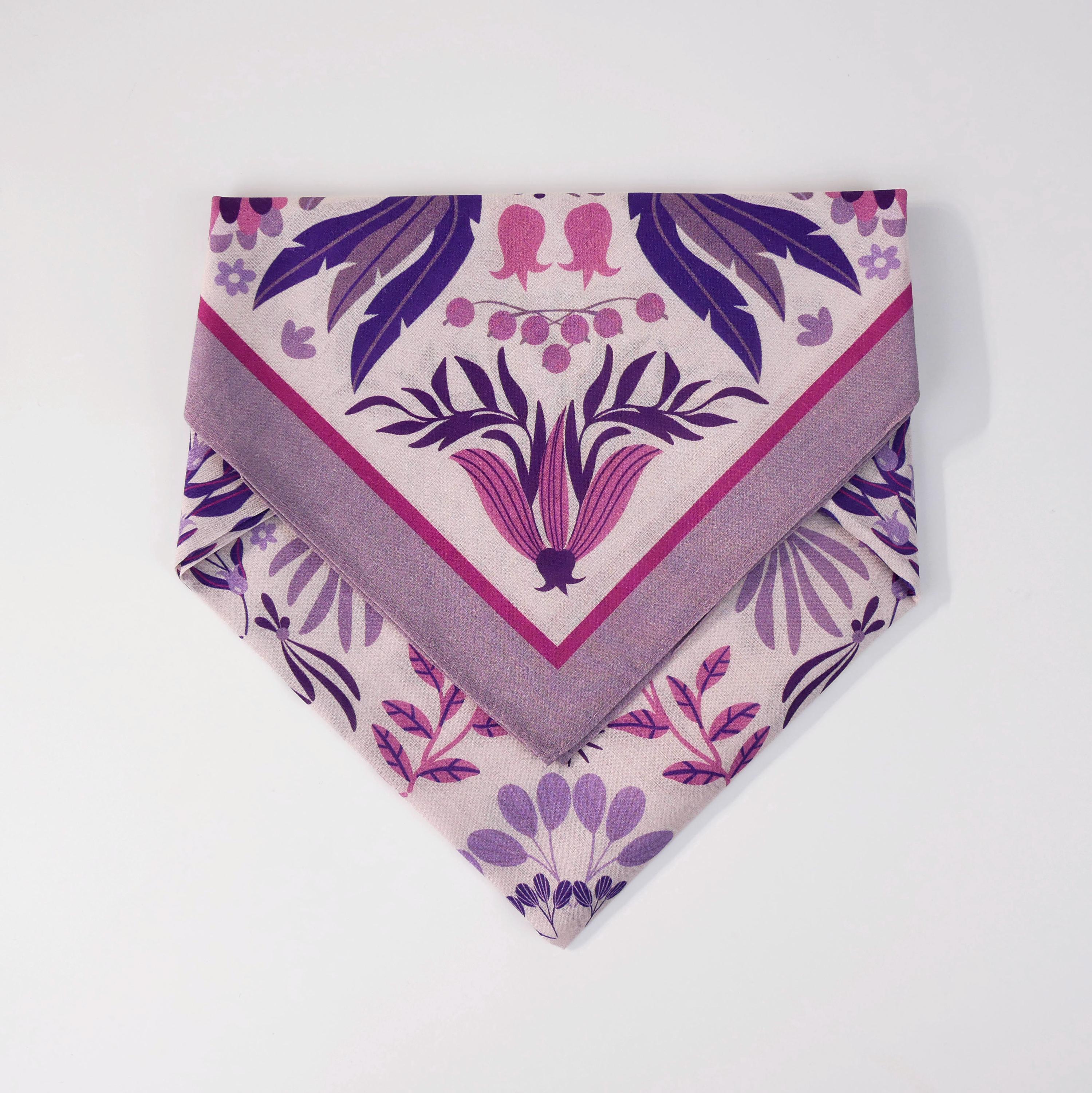 Purple Pink Floral Cotton Voile Bandana Originally Designed Pastel ...