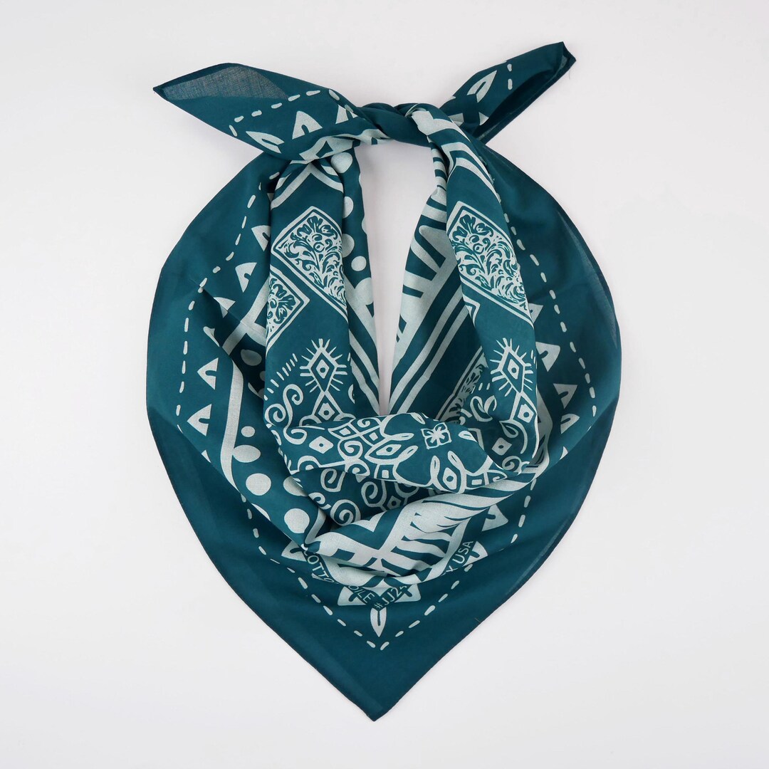 Aegean Blue Ethnic Cotton Bandana Original Designed Exotic Tribal Print ...
